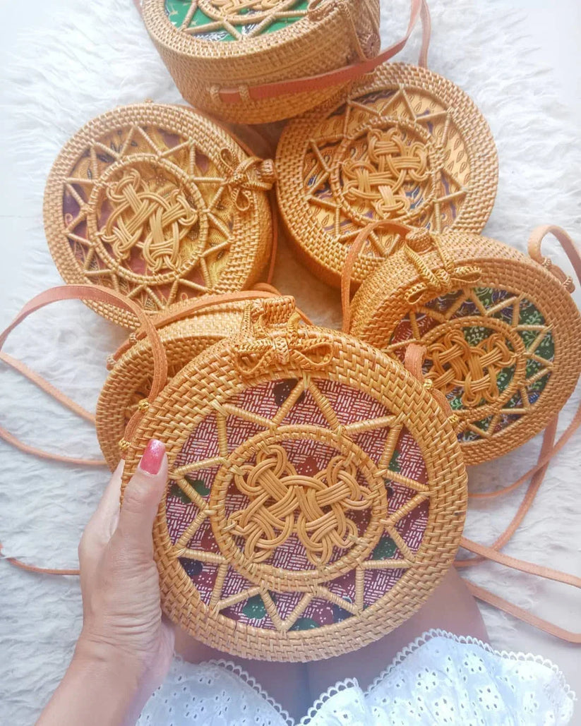 Wicker Round Rattan Bag Handmade – Boho Living Room